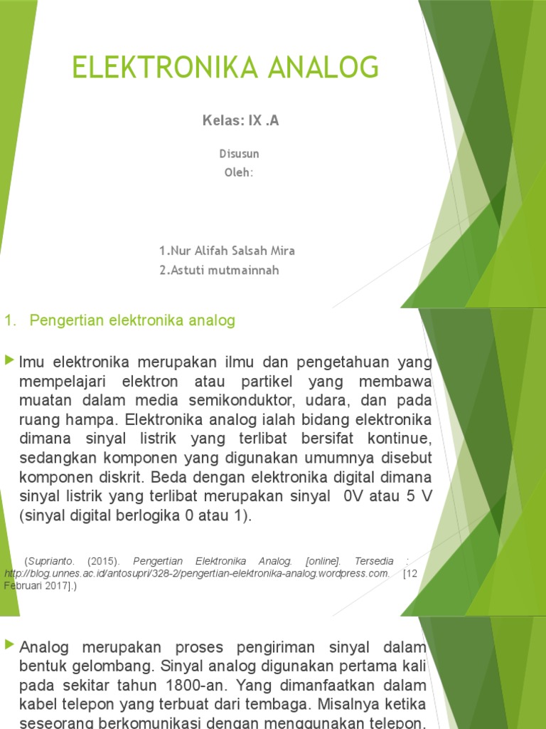 Pengertian dan Ciri Elektronika Analog | PDF