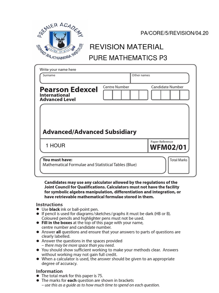 P3 Revision Material 02 | PDF | Equations | Mathematical Analysis
