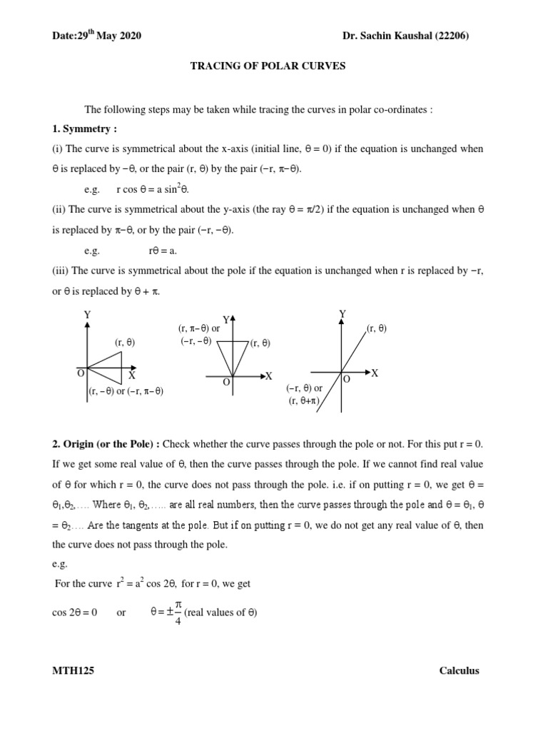 Tracing of Polar Curves | PDF | Trigonometric Functions | Tangent
