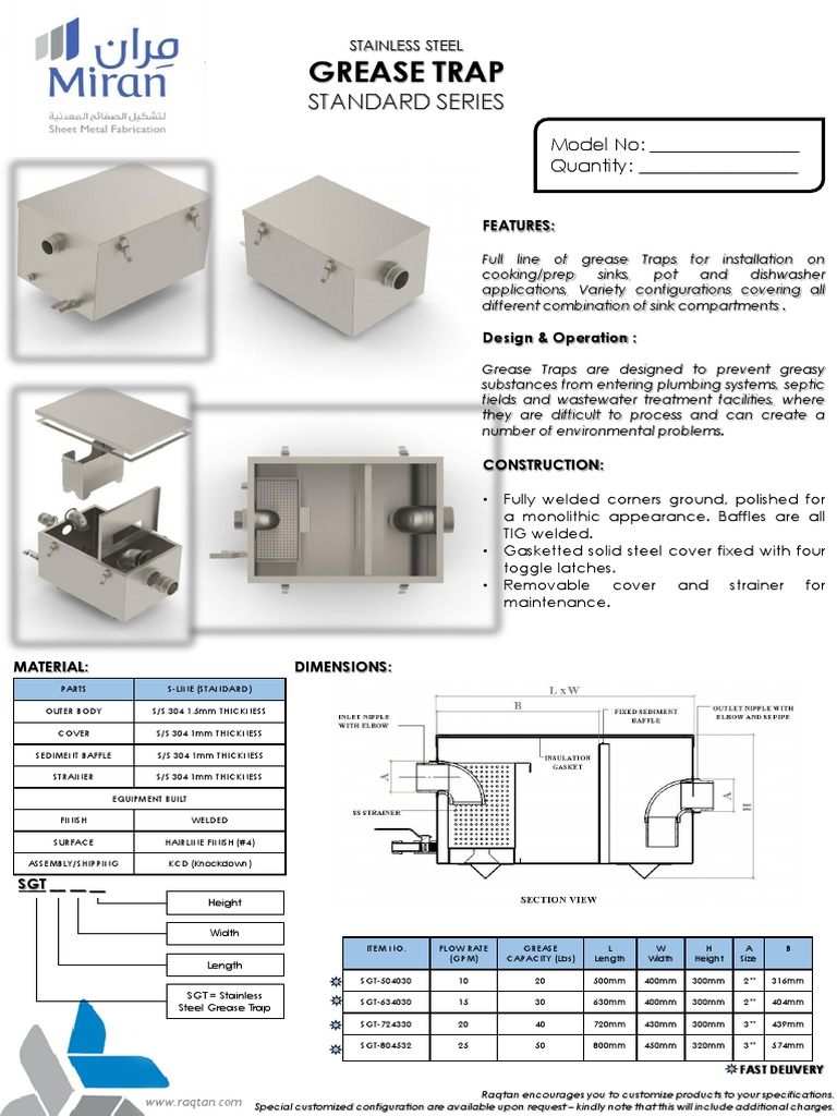 Grease Trap: Standard Series | PDF | Welding | Construction