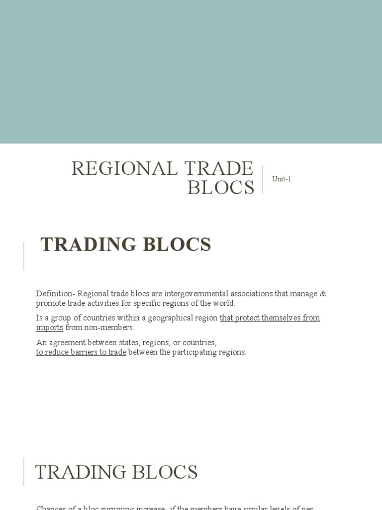 REGIONAL TRADE BLOCS PPT Introduction | PDF | Regional Integration | Trade