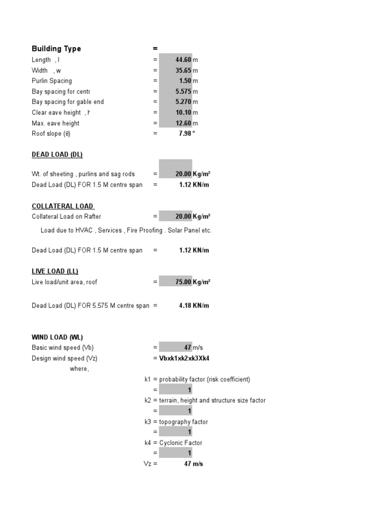 Wind Excel Sheet IS 800 | PDF | Building Engineering | Building