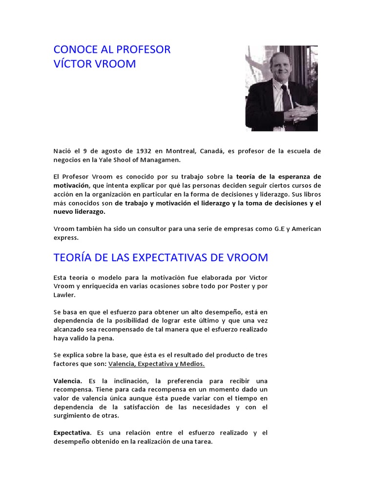 Vroom | PDF | Teorías cientificas | Motivación