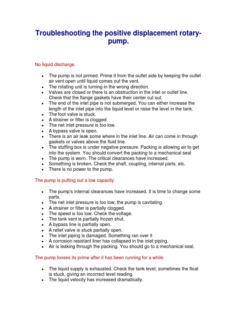 Troubleshooting The Positive Displacement Rotary | PDF | Pump | Valve