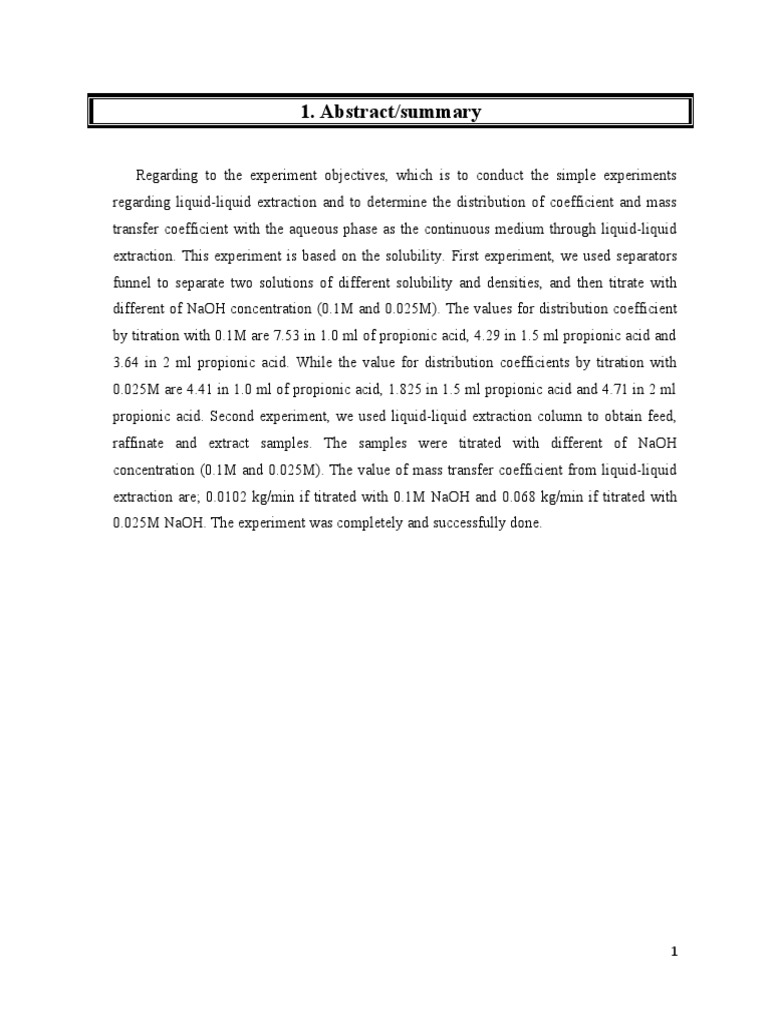 Liquid Liquid Extraction Experiment | PDF | Solution | Solubility