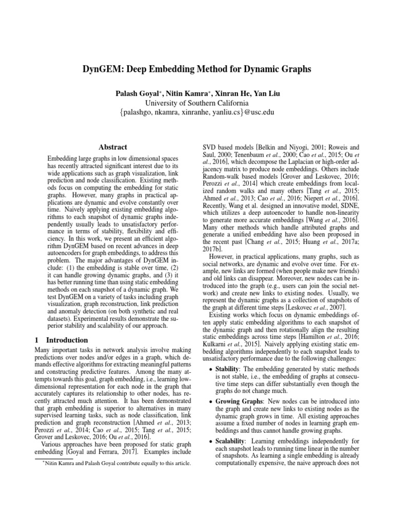 Dyngem: Deep Embedding Method For Dynamic Graphs | PDF | Artificial Neural Network | Theoretical ...