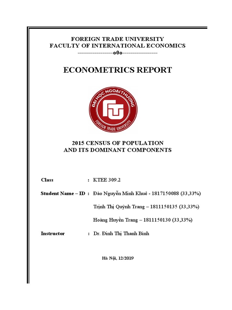 Econometrics Report: Foreign Trade University Faculty of International ...