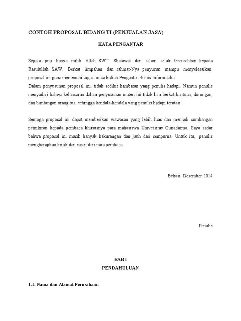 Contoh Proposal Bidang Ti | PDF