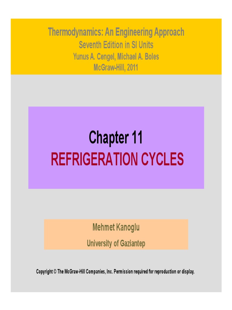Refrigeration Cycles Refrigeration Cycles: Thermodynamics: An ...