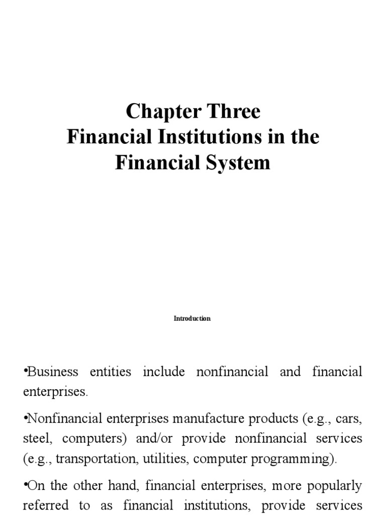 Chapter Three Financial Institutions in The Financial System | PDF ...