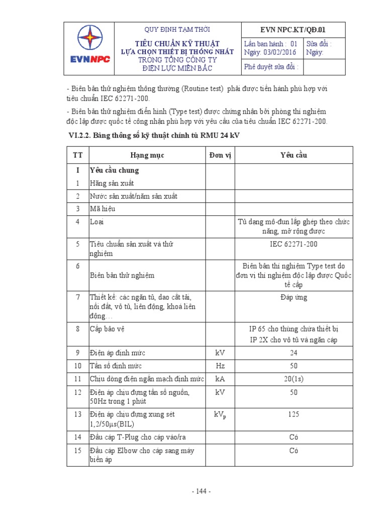 TCKT-NPC-2016 Thong So Tu RMU PDF | PDF