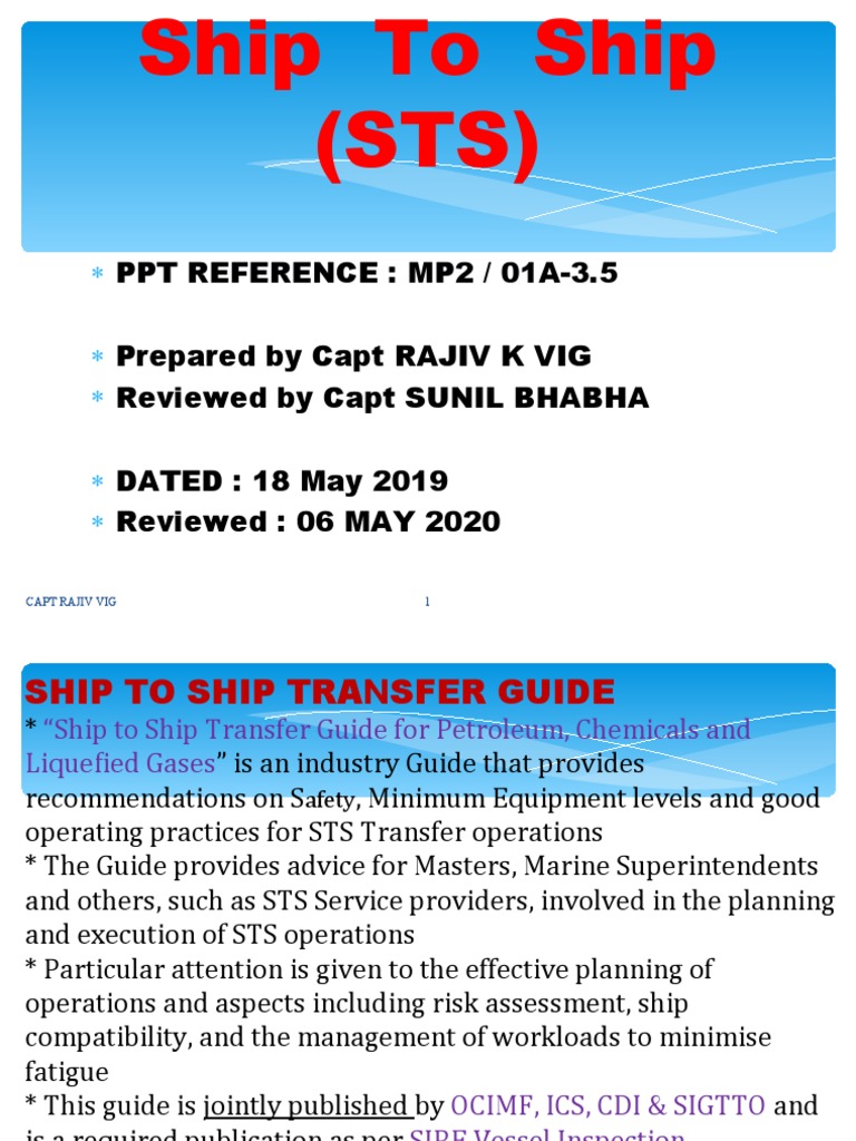 01A-3.5 - STS Operations | PDF | Ships | Oil Tanker