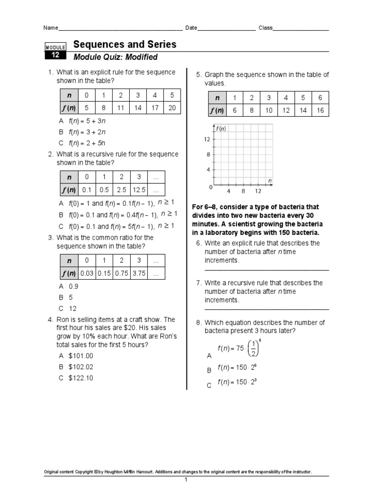 Sequences and Series: Module Quiz: Modified | PDF | Summation | Numbers