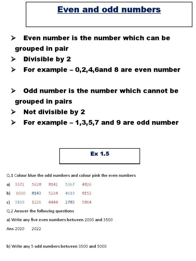 Even and Odd Number | PDF