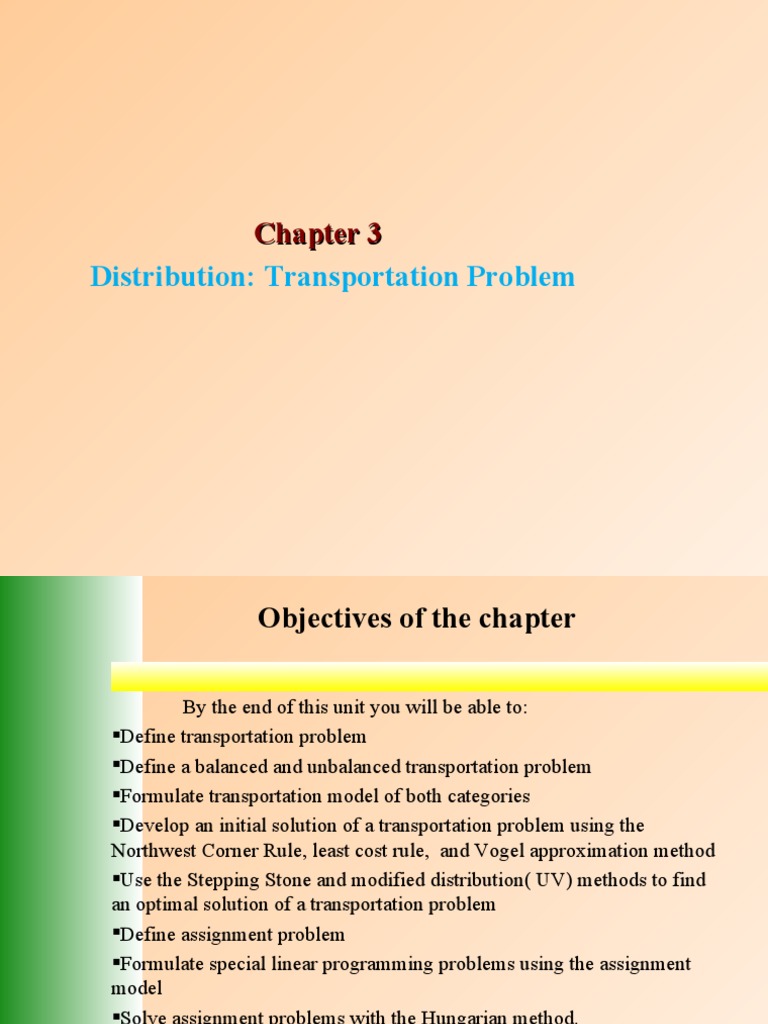 Chapter 3 Transportation Problem | PDF | Mathematical Optimization | Linear Programming