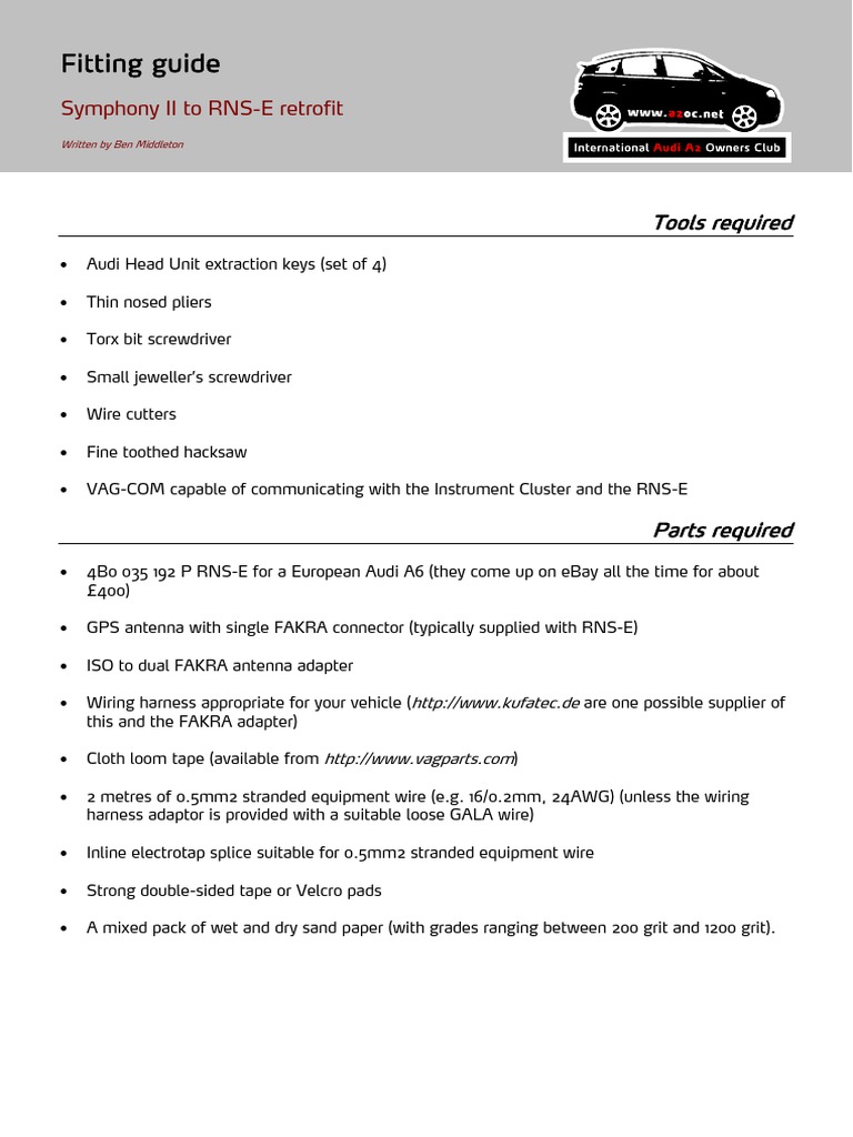 Symphony II To RNS-E Retrofit | PDF | Electrical Connector | Wire