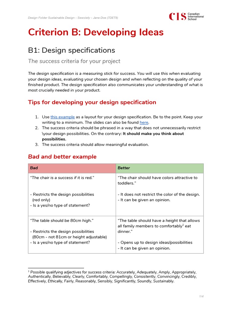 Criterion B: Developing Ideas | PDF | Cognition | Business