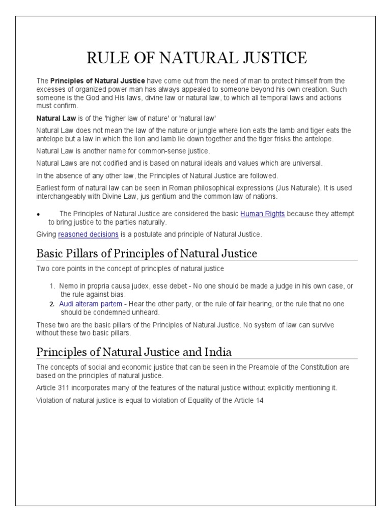 Rule of Natural Justice | PDF