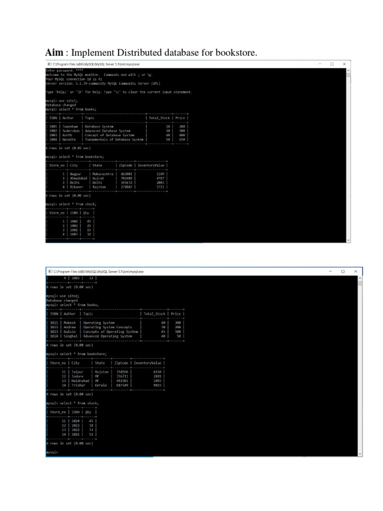 Aim: Implement Distributed Database For Bookstore | PDF | Computers