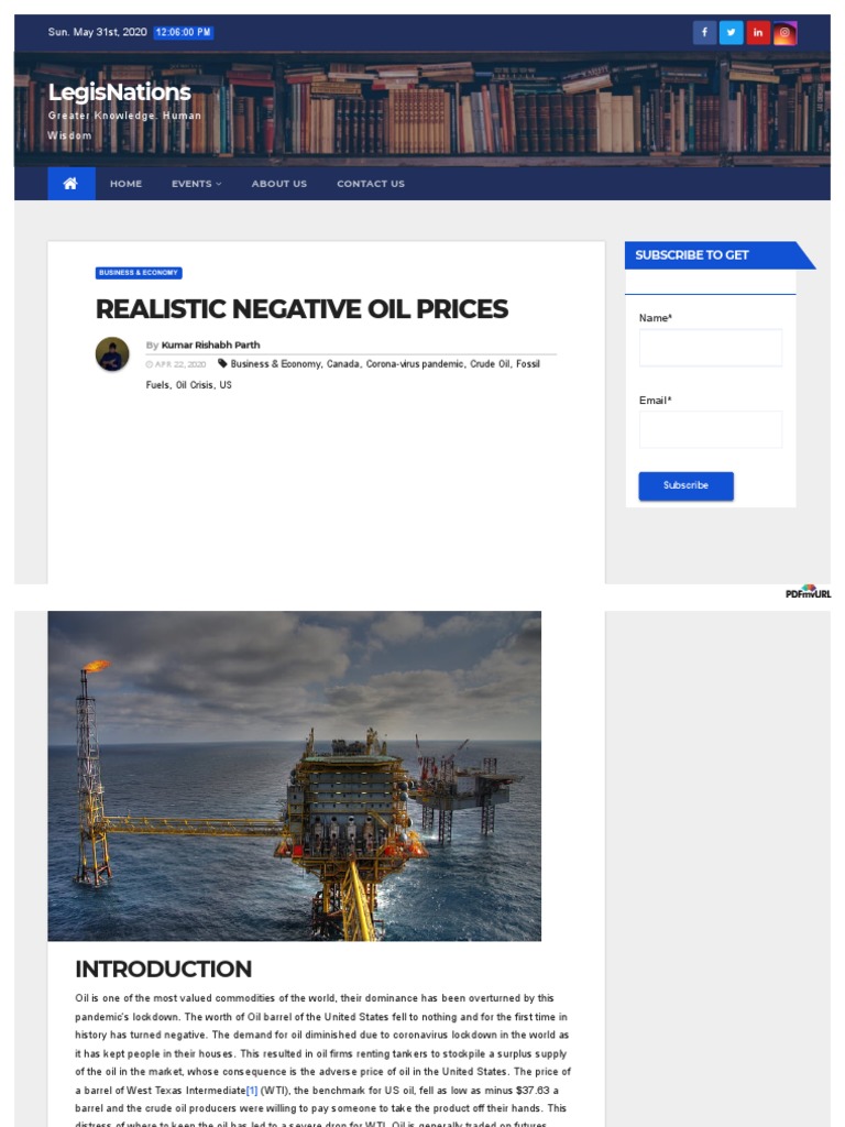Understanding Negative Oil Prices | PDF | West Texas Intermediate ...