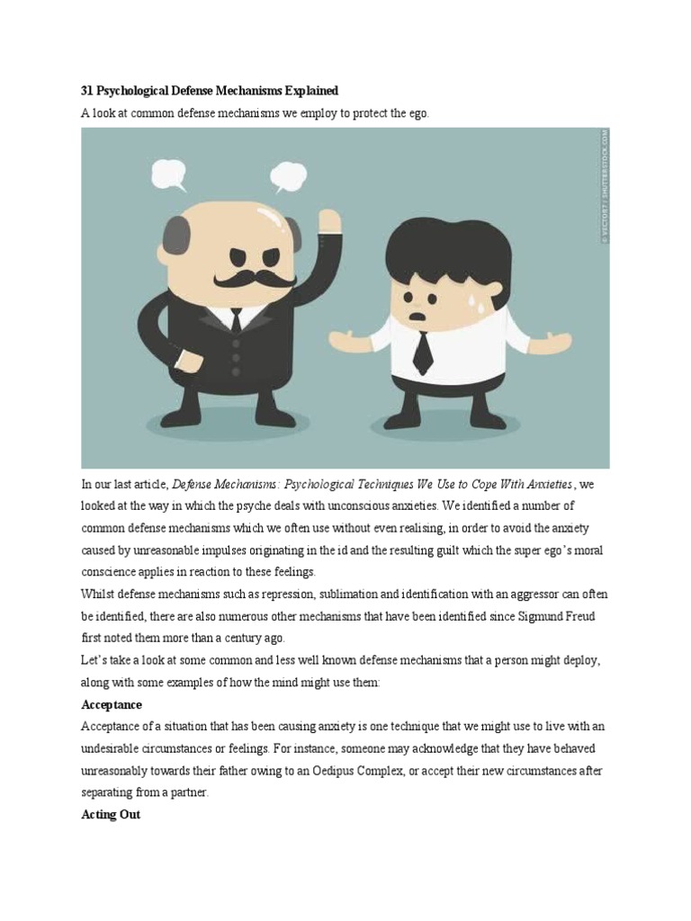 31 Psychological Defense Mechanisms Explained | PDF | Id | Sigmund Freud