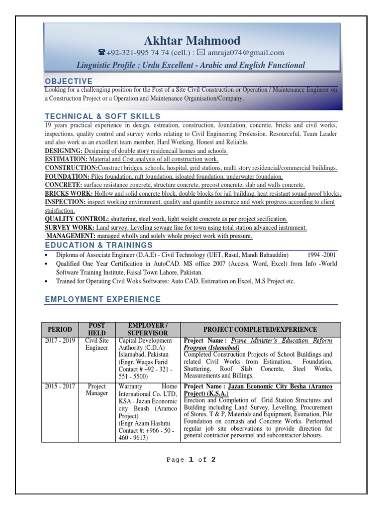 Civil Engineering Career Profile | PDF | Saudi Arabia | Economic Sectors