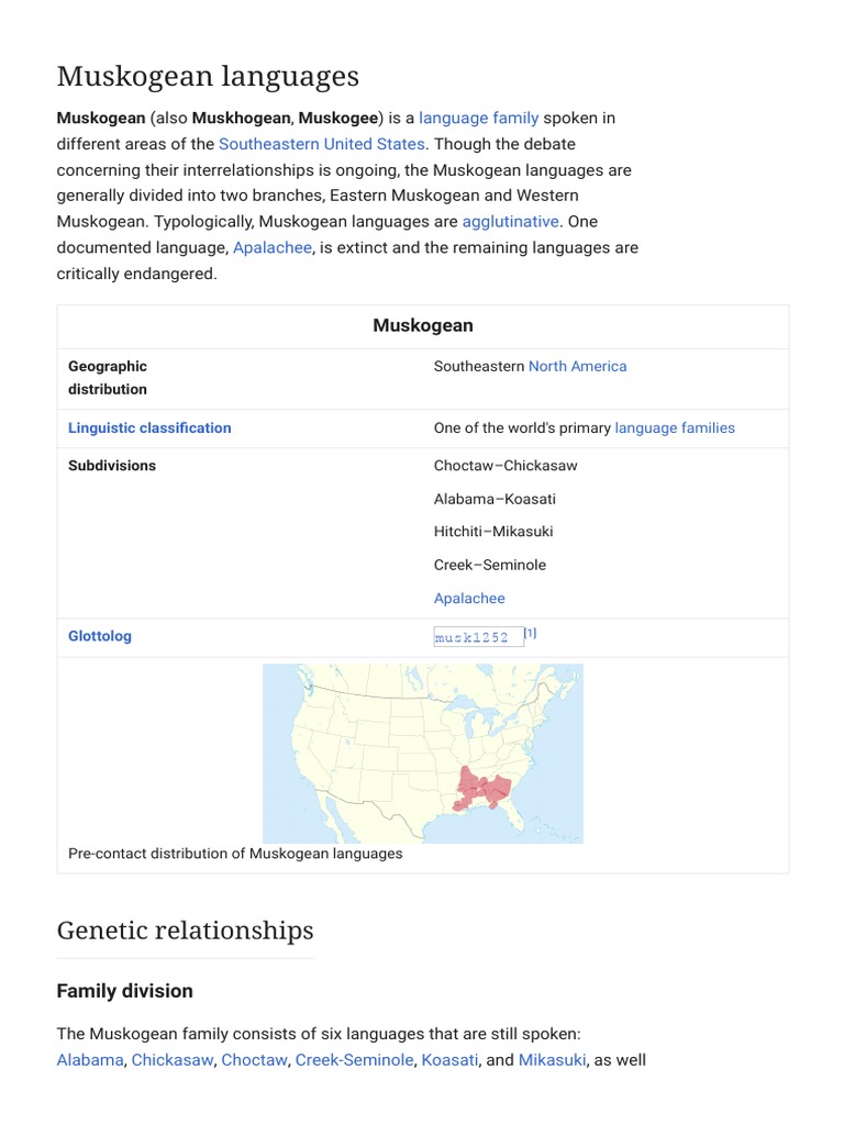 Muskogean Languages | PDF | Language Families | Muskogean Tribes
