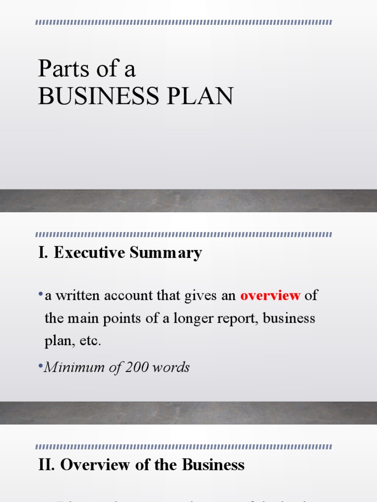 Parts of A Business Plan | PDF