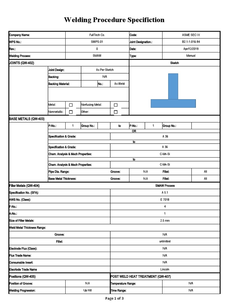 Welding Procedure Specifiction: JOINTS (QW-402) | Download Free PDF ...