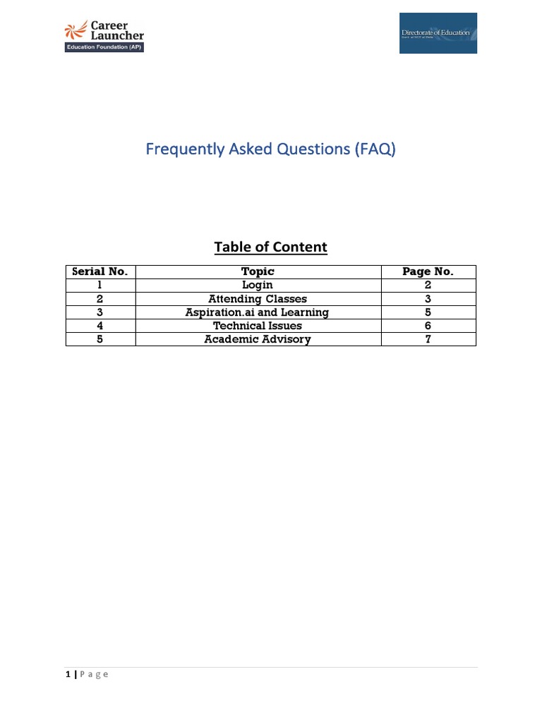 Frequently Asked Questions (FAQ) : Table of Content | PDF | Software ...