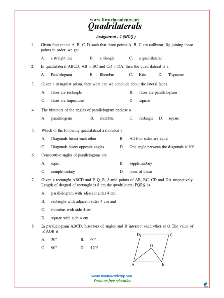9 Maths Chapter 8 Assignments 2 Pdf 7503