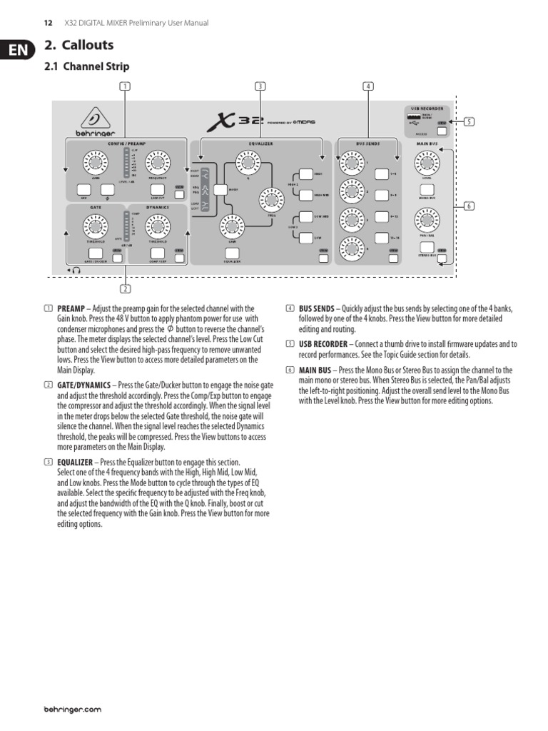 Behringer X32 Channel Strip Overview | PDF | Equalization (Audio ...