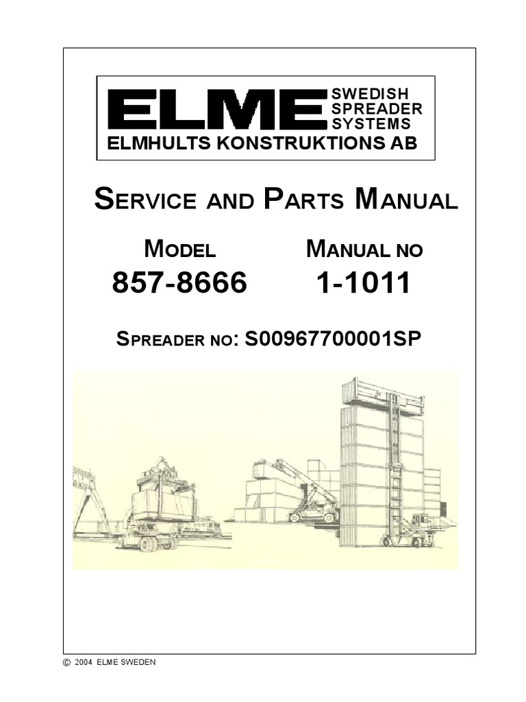 ELME 2004 Spreader Service Manual | PDF | Valve | Screw