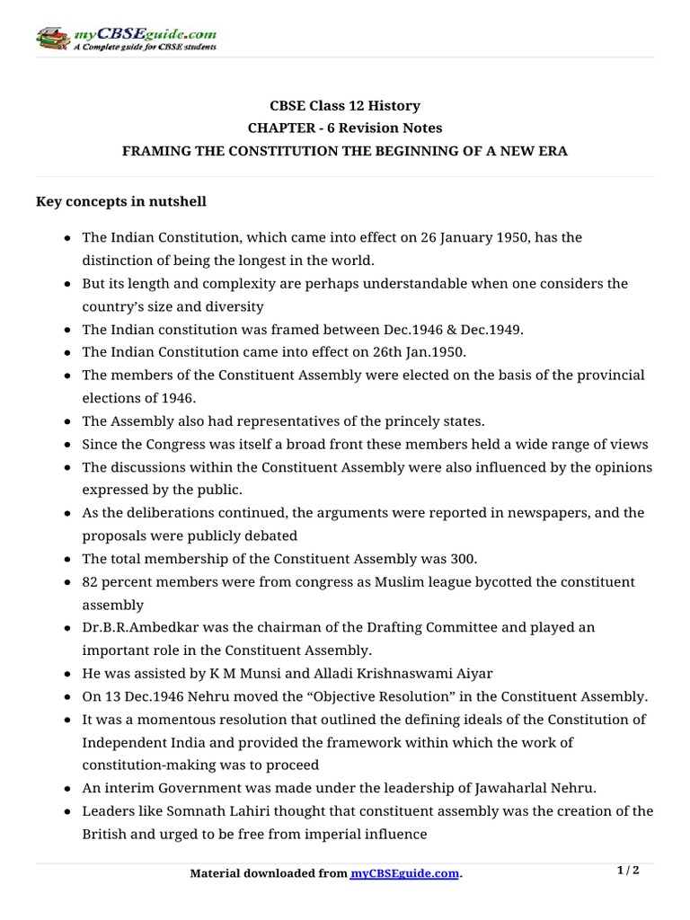 CBSE Class 12 History Notes | PDF | Jawaharlal Nehru | Politics Of India