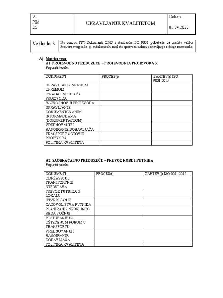 UK Samostalni Rad VEZBA BR 2 | PDF