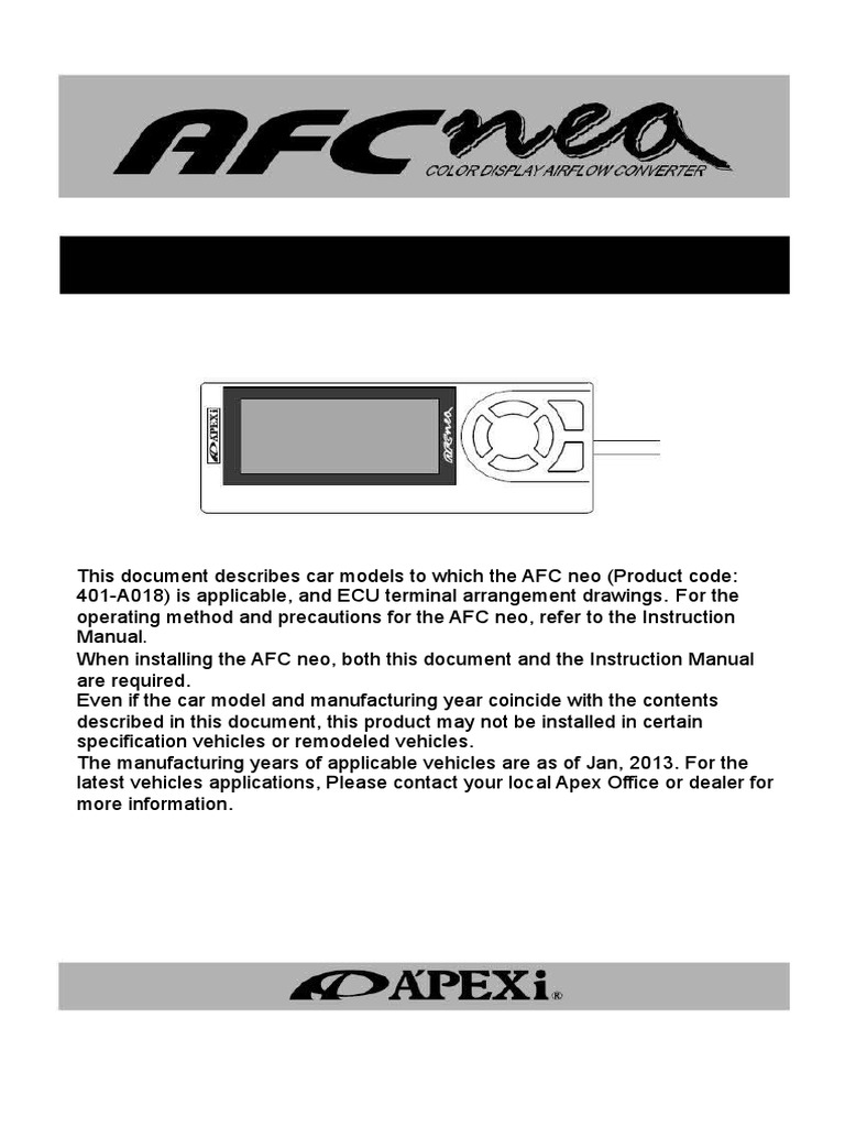 APEXI AFC neo安装说明 (中文) | PDF | Electrical Connector | Manufactured Goods
