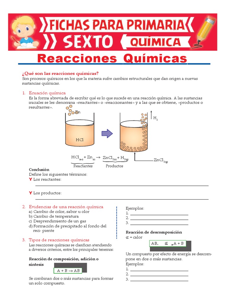Que Son Las Reacciones Químicas para Sexto de Primaria | PDF ...