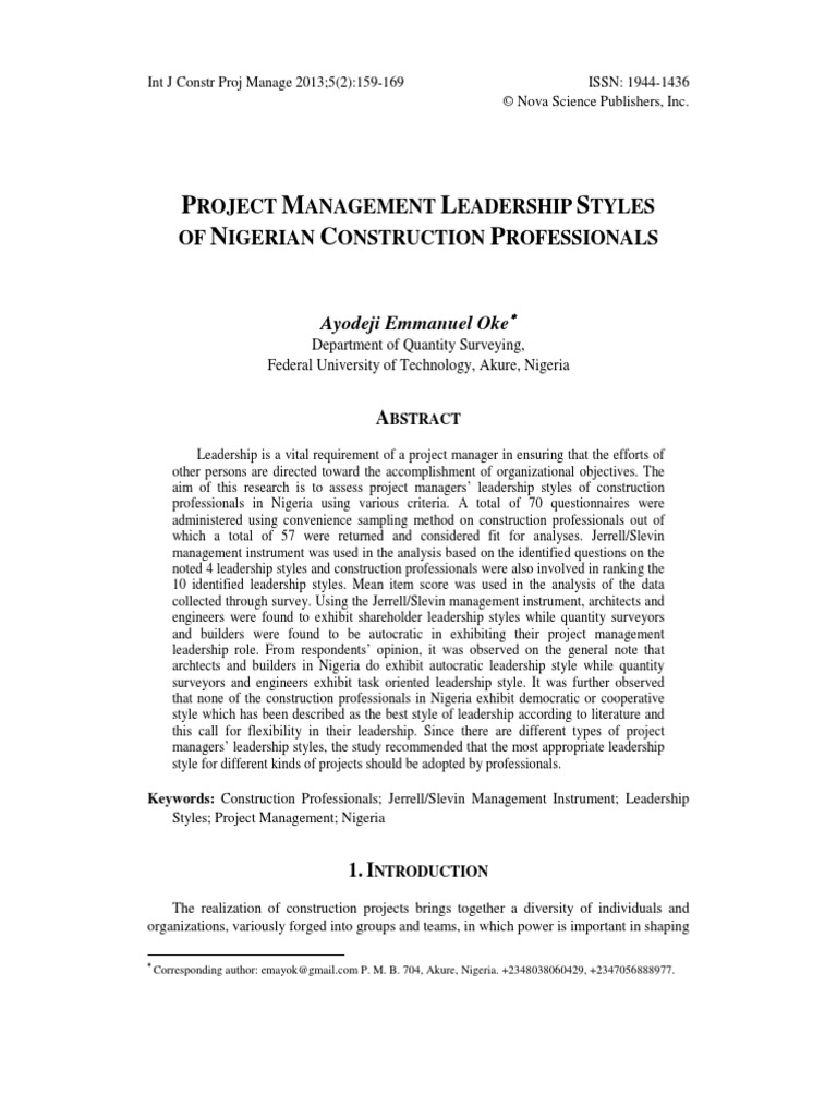 Project Management Leadership Styles of | PDF | Project Management ...