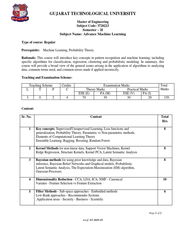 Advanced Machine Learning Pdf Pattern Recognition Machine Learning