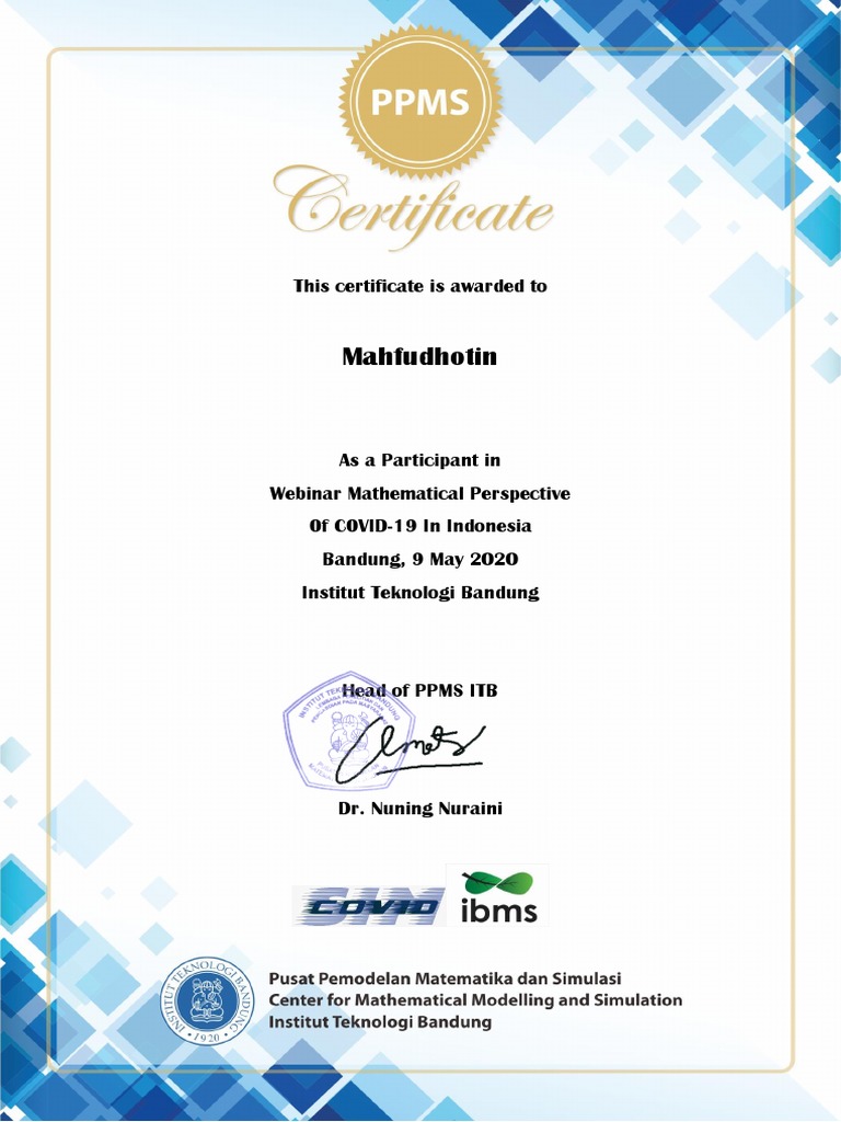 ITB Sertifikat Webinar Mahfudhotin | PDF