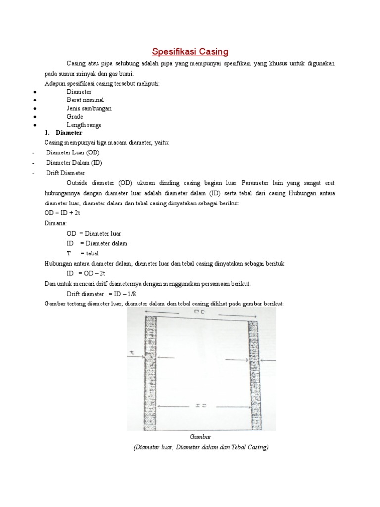 Spesifikasi Casing | PDF | Teknologi & Rekayasa | Sains & Matematika