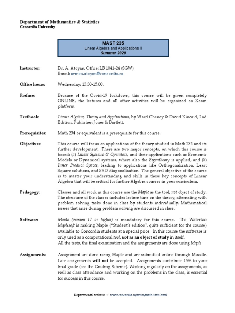 Department of Mathematics & Statistics: Instructor: Office Hours: Preface | PDF | Functions And ...