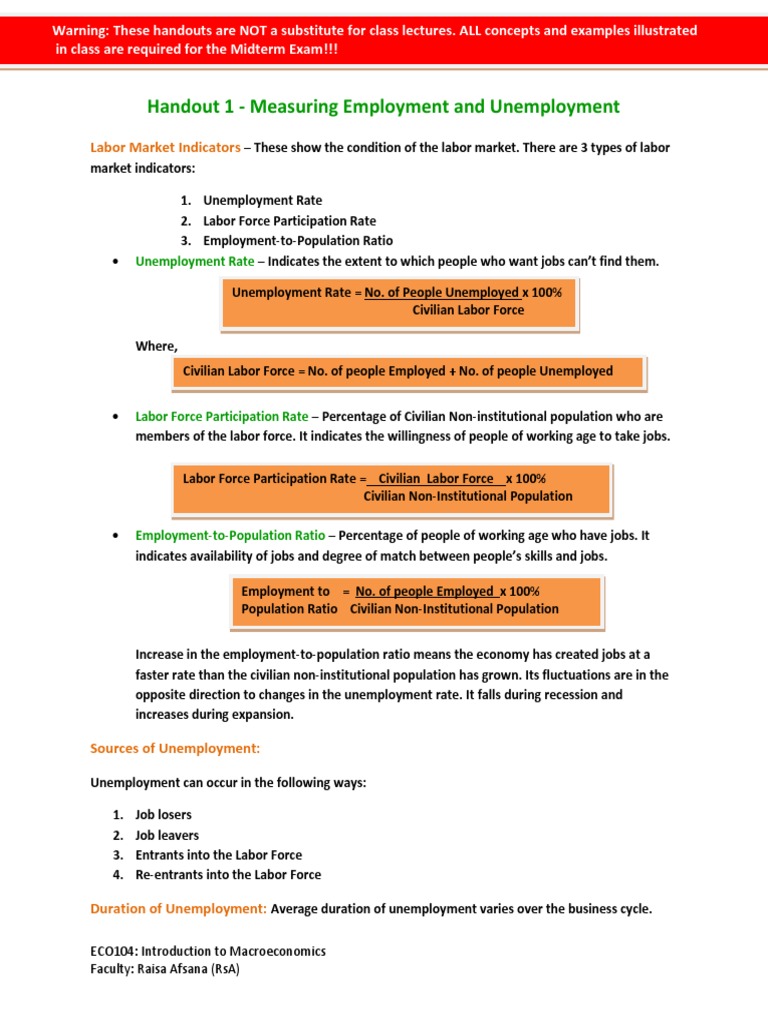 Macroeconomics: Labor Market Basics | PDF | Full Employment | Unemployment