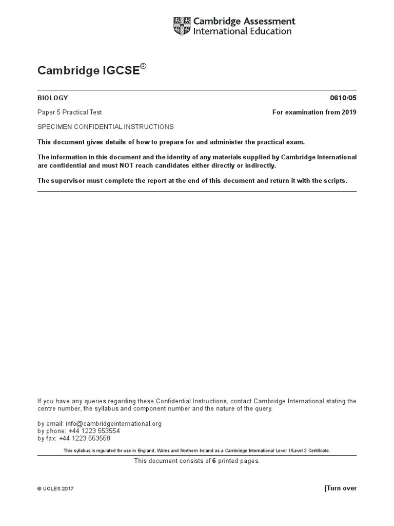 Cambridge IGCSE: © UCLES 2017 | PDF | Test (Assessment) | Nature
