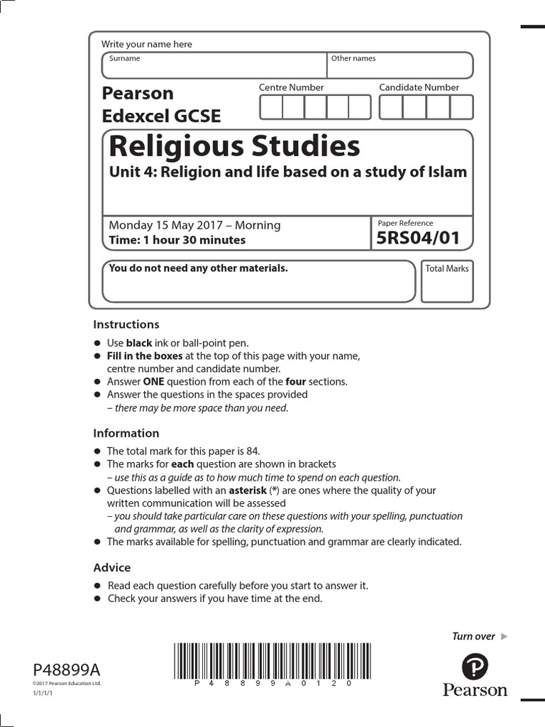 Religious Studies: Pearson Edexcel GCSE | PDF | Reason | Question