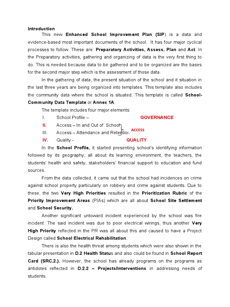 DREESMNHS - SIP - II - Current Situation - Introduction | PDF | Behavior Modification | Learning