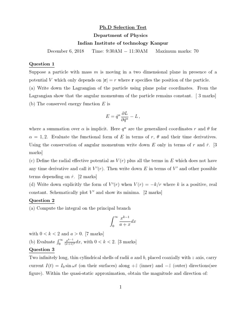 PHD Questions | PDF | Lagrangian Mechanics | Analysis