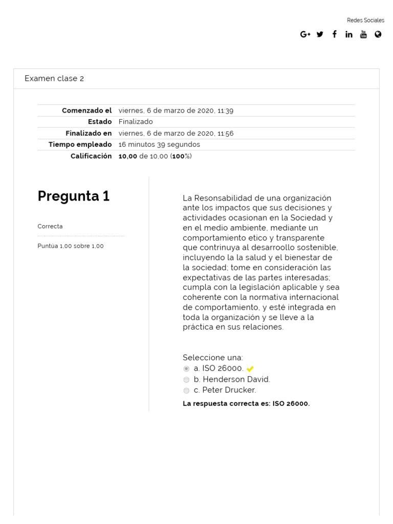 Examen clase 2 RSE | PDF | Responsabilidad social corporativa | Entorno natural