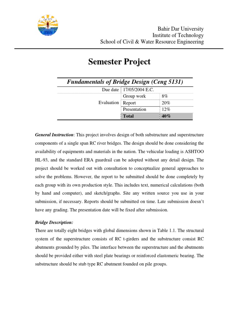 Semester Project: Fundamentals of Bridge Design (Ceng 5131) | PDF | Bridge | Deep Foundation