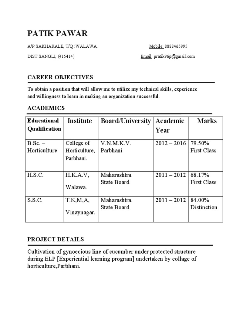 Pratik Pawar CV